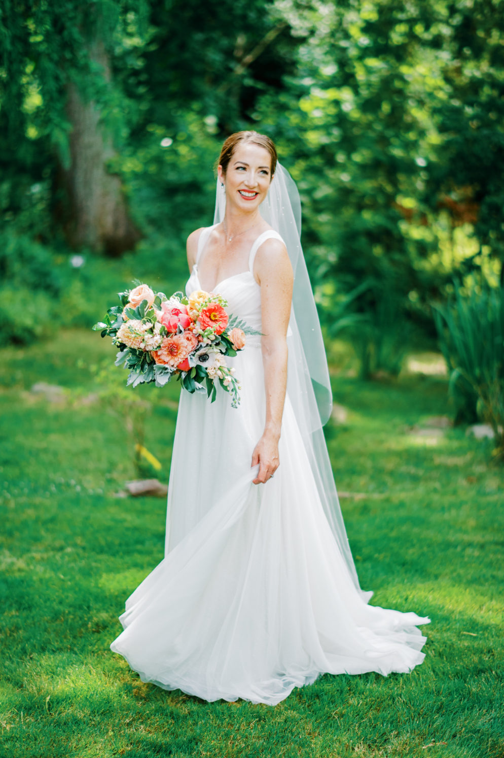 Wildflowers Inspired the Design at This Peach and Pink Garden-Party Wedding